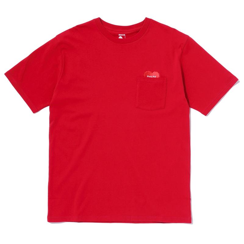 日本限定 - RISING HEART EMBROIDERY POCKET TEE 休閒短袖上衣 / 紅色 | POLER STUFF | citiesocial | 找好東西